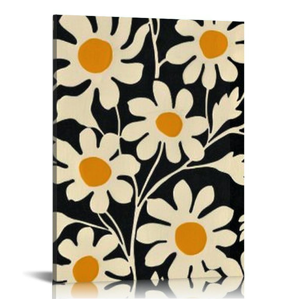 PIKWEEK Boho Black flowers Plant Poster,Trendy Vintage Black Floral ...