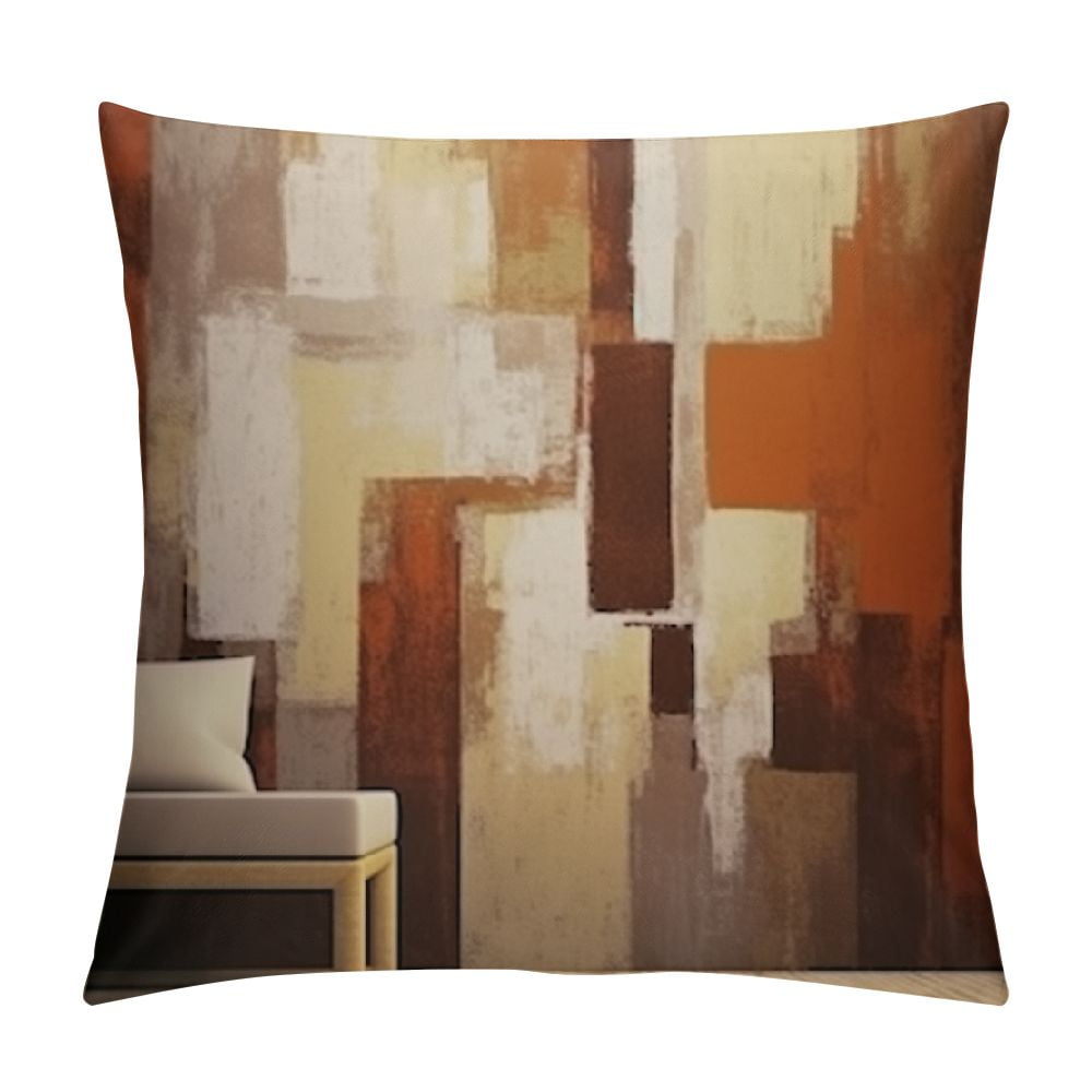 PIKWEEK Burnt Orange Abstract Pillow Covers Abstract Rust Art Painting ...