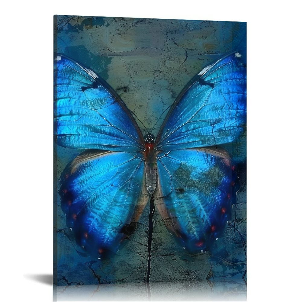 PIKWEEK Butterfly Canvas Wall Decor Vintage Turquoise Butterfly in ...