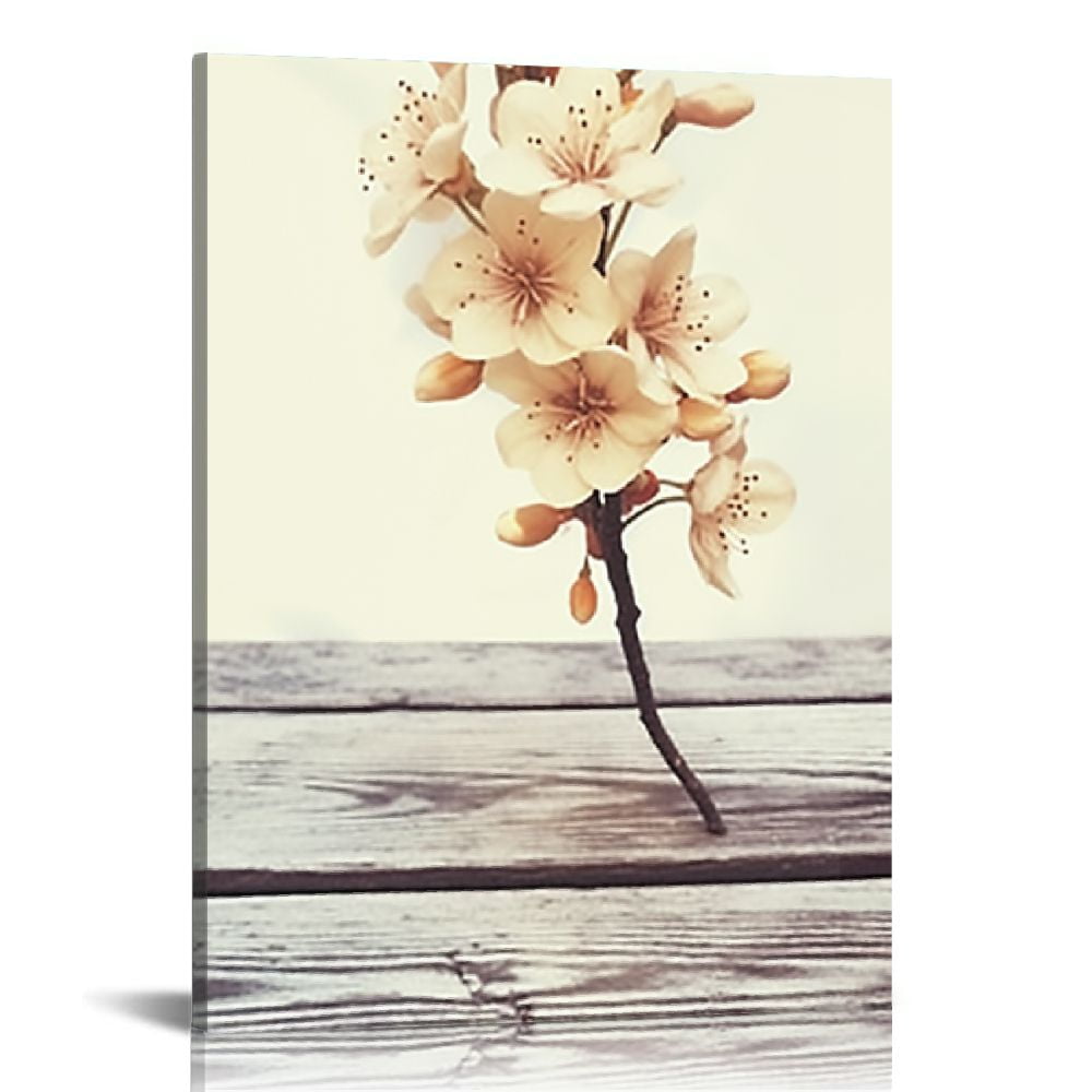 PIKWEEK Canvas Art for Living Room Khaki Flower Wall Decor Painting and ...