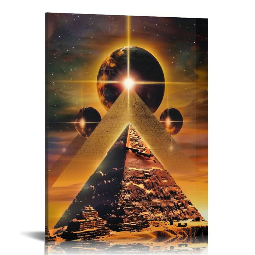 Wuche Canvas Posters Dark S Egyptian Pyramids And Camels Canvas Art ...