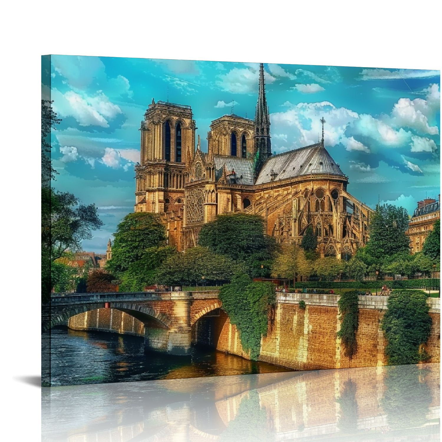 PIKWEEK Canvas Wall Art Cathedral Paris Posters Pictures Wall Decor ...