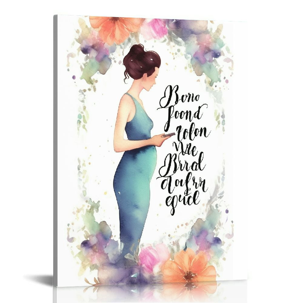 Wuche Canvas Wall Art Watercolor Pregnancy Art,Mom And Kids Poster ...