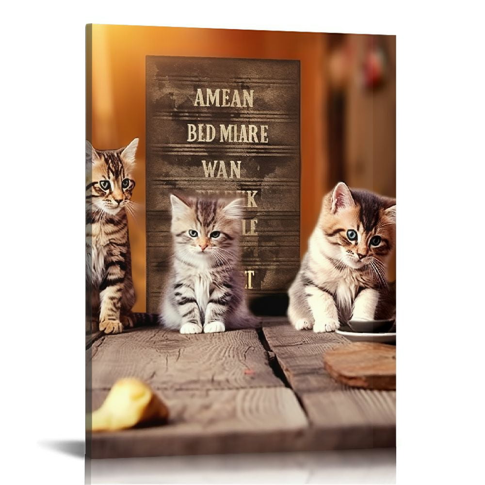 PIKWEEK Cat Wall Art Motivational Cat Tiger Pictures Wall Decor Mindset ...