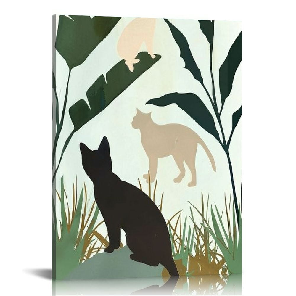 PIKWEEK Cat Wall Decor, Modern Colorful Boho Black Cats Wall Art, Cute ...