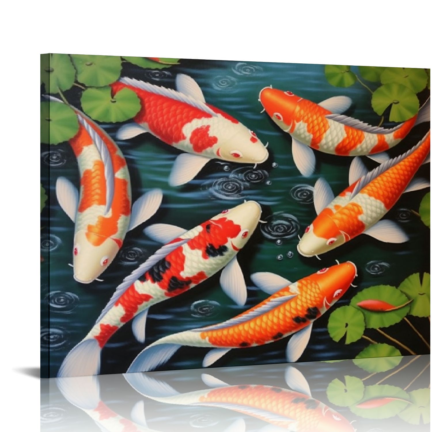 PIKWEEK Chinese Abstract Nine Koi Fish Landscape Poster Canvas Art ...