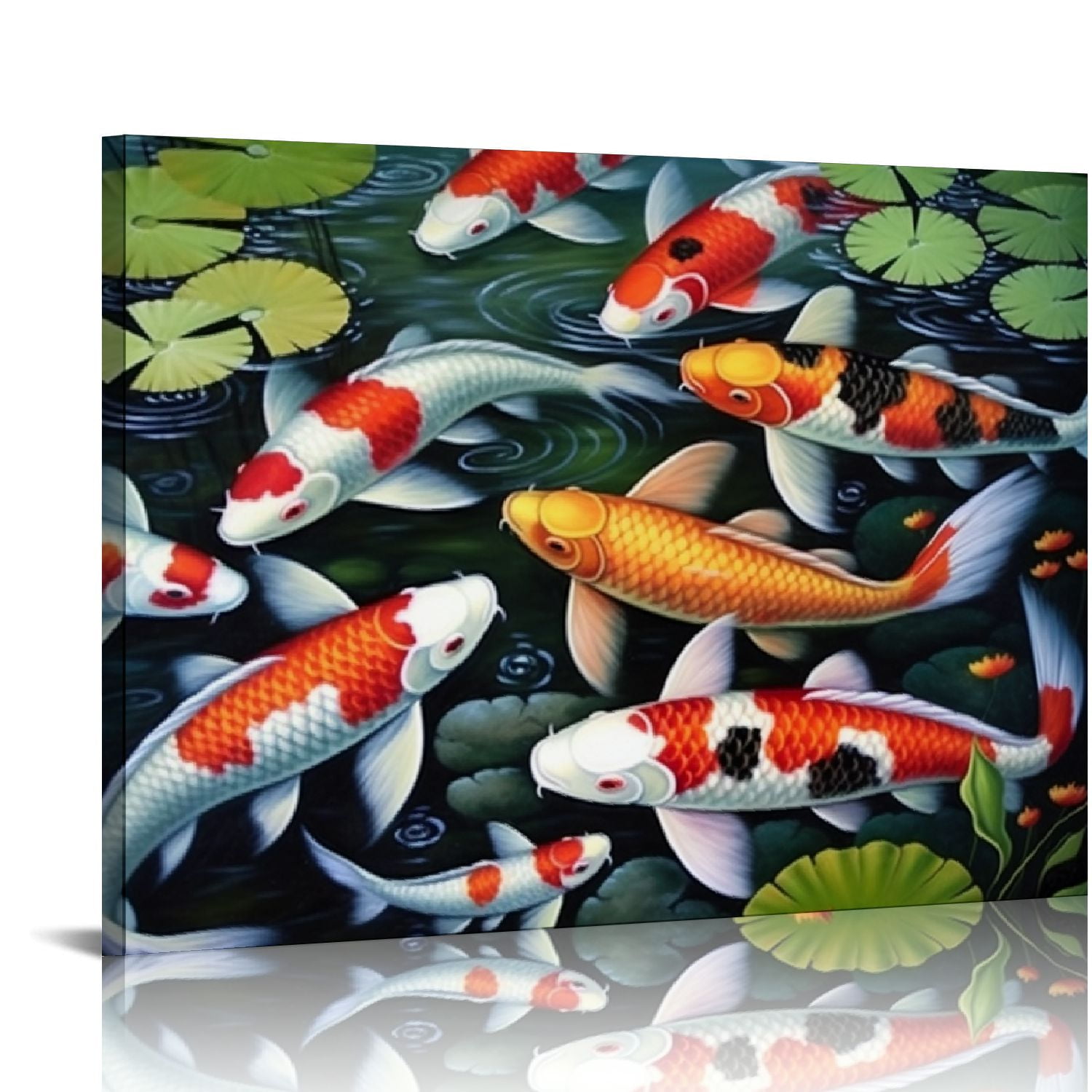 PIKWEEK Chinese Abstract Nine Koi Fish Landscape on Canvas Poster Wall ...