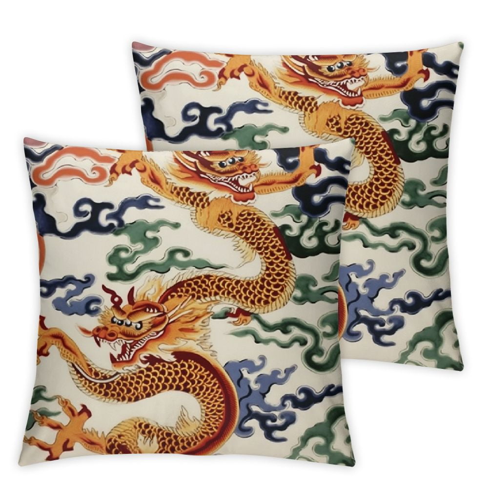PIKWEEK Chinoiserie Dragon Pillow Covers Set of 2,Chinoiserie Pillow ...