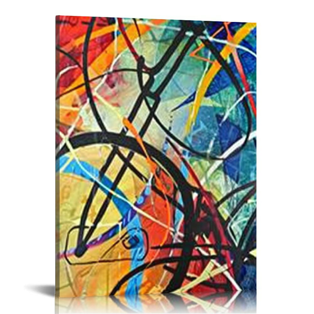 PIKWEEK Colorful Abstract Heart on Canvas Wall Art Ready to Hang for ...