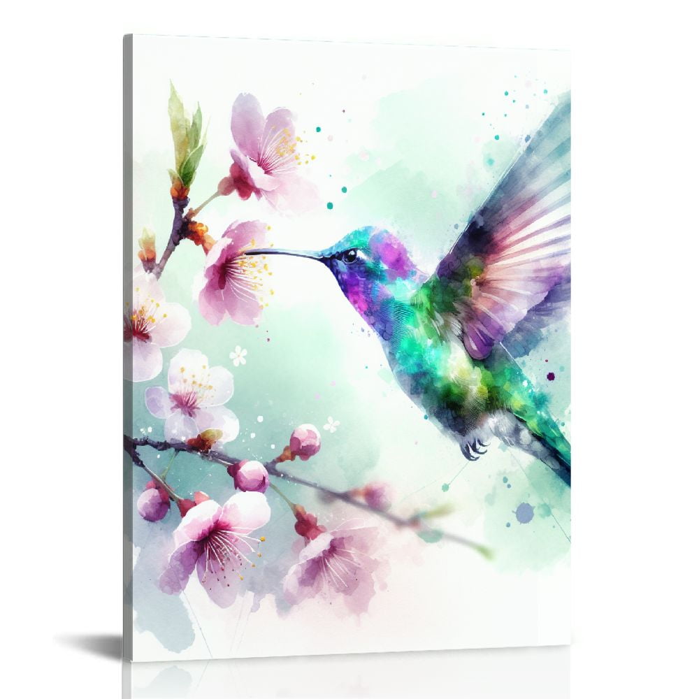 PIKWEEK Colorful Birds Flower Branch Plants Art print,, Watercolor ...