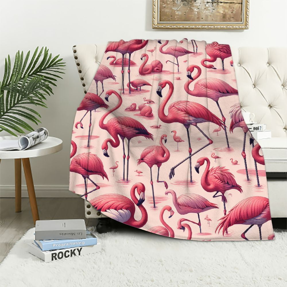 PIKWEEK Cute Pink Flamingo Blanket Kawaii Flamingos Throw Blankets Soft ...