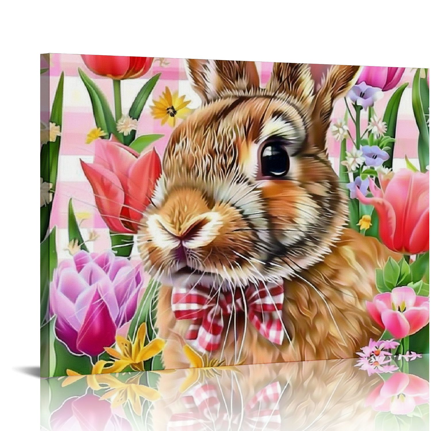 PIKWEEK Cute Rabbit Easter Egg Tulip Butterfly Canvas Wall Art Oil ...