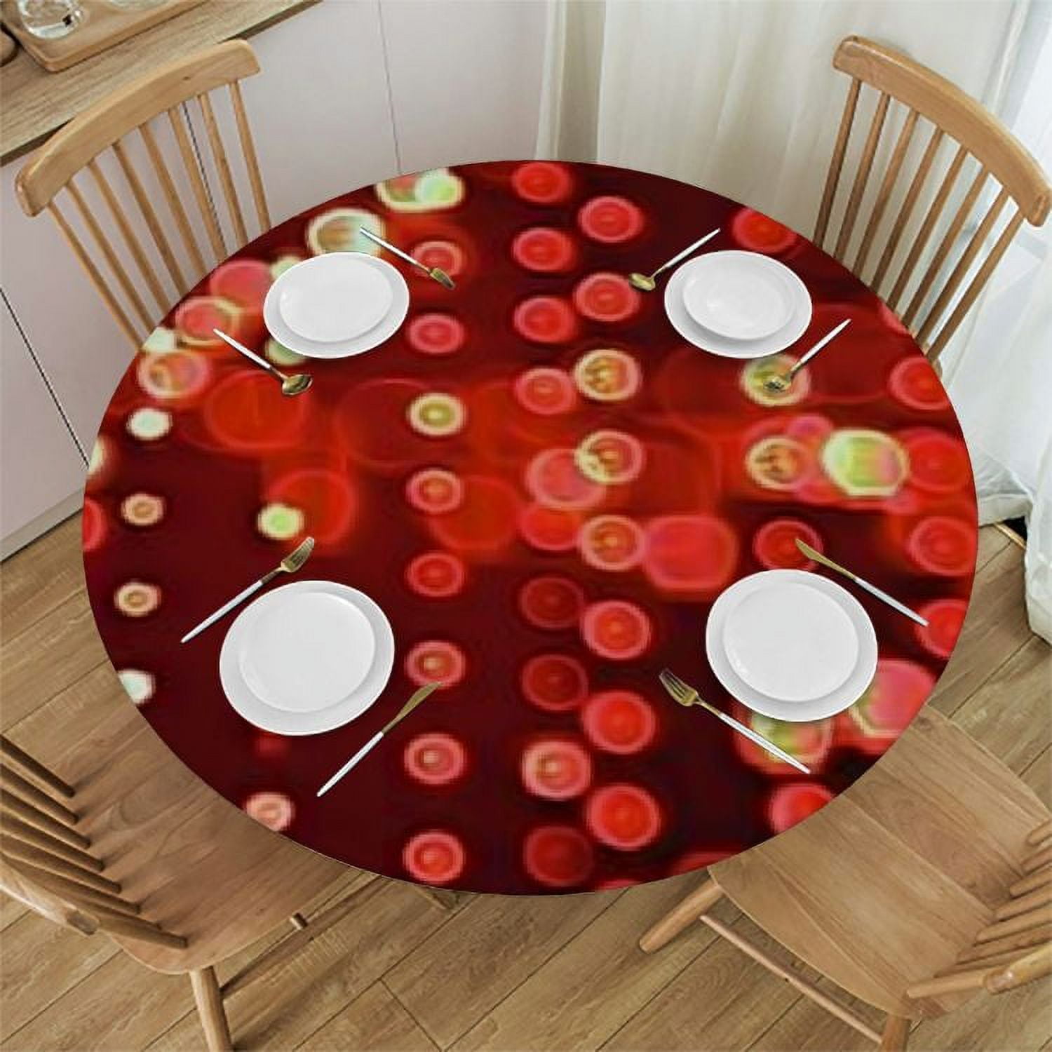 PIKWEEK Dark Orange Yellow Tablecloth Overlay for Round Symmetric Dots ...