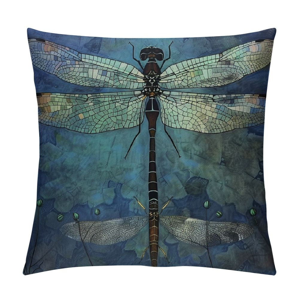 Wuche Dragonfly Throw Pillow Cushion Cover, Grunge Vintage Old Backdrop ...