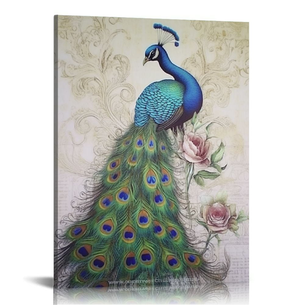 PIKWEEK Elegant Proud Peacock Tin Sign Art Wall Decor Garage Diner Cafe ...