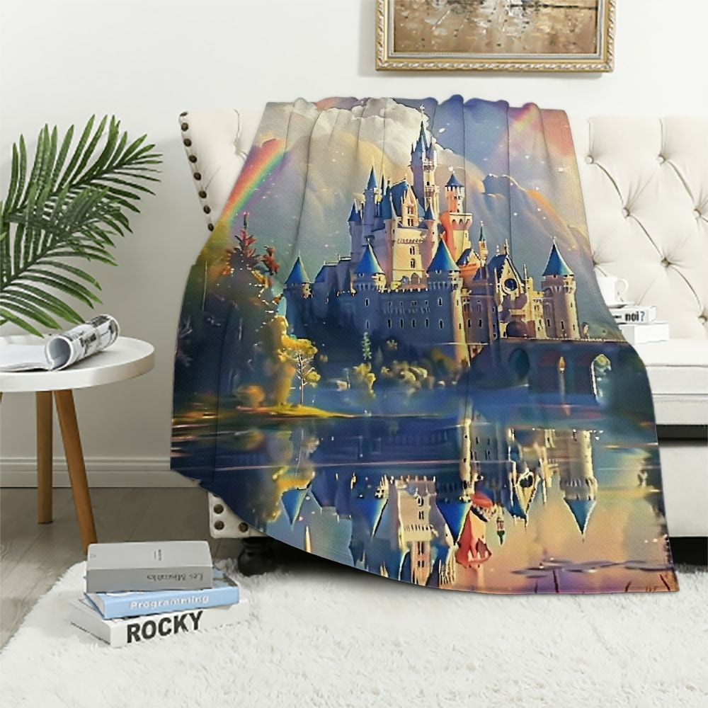 PIKWEEK Fantasy Castle Blanket Colorful Rainbow Blanket Sparkling ...