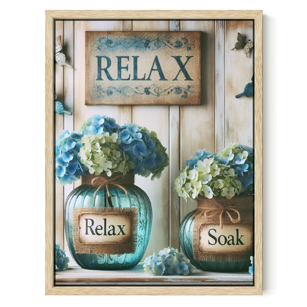 PIKWEEK Farmhouse Bathroom Decor Wall Art Blue Hydrangea Bathroom ...