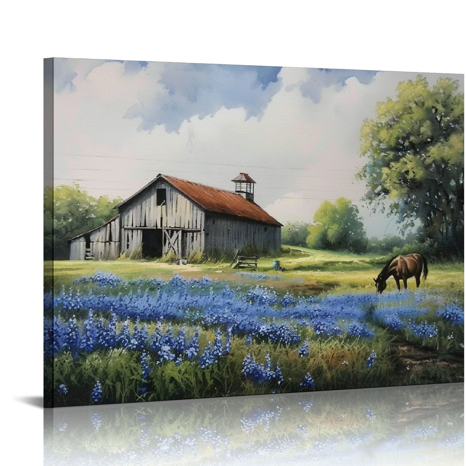 PIKWEEK Farmhouse Canvas Wall Art Farm Cow Landscape Picture Modern ...