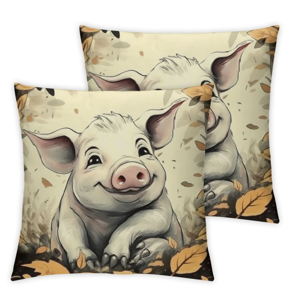 PIKWEEK Farmhouse Pillow Covers Set of 2 Farm Barn Cow Rooster Pig ...