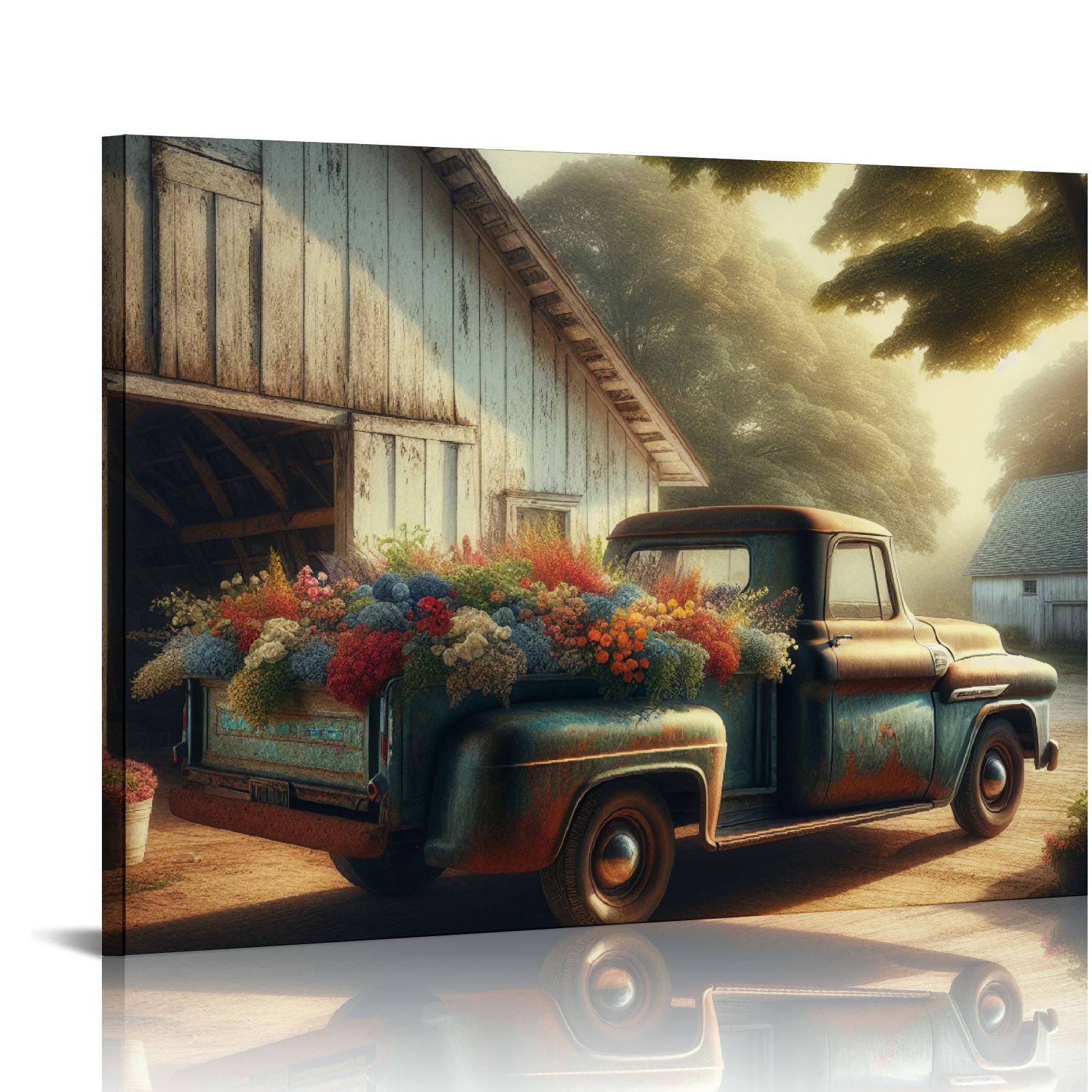 PIKWEEK Farmhouse Truck Wall Art - Old Truck Canvas Prints, Barn ...