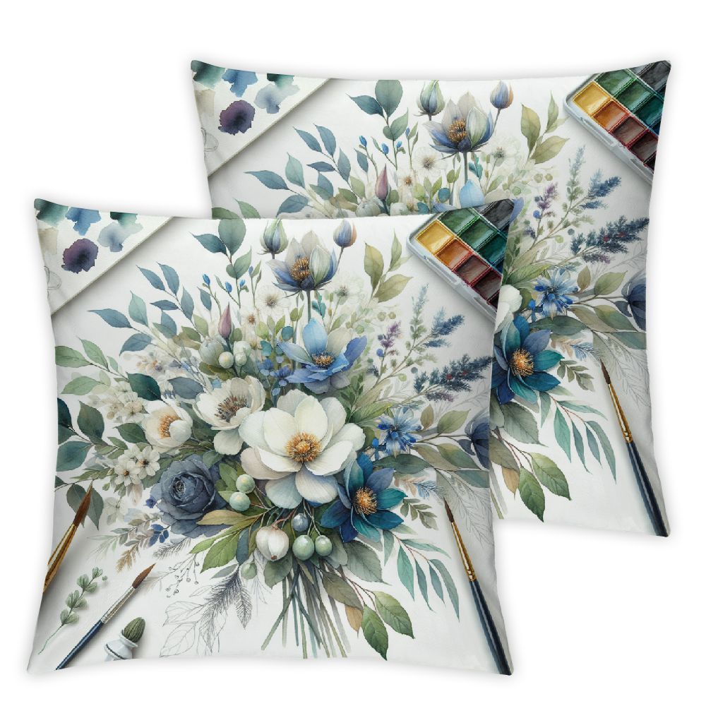 Wuche Floral Throw Pillow Covers Farmhouse Decorative Velvet Pillow ...