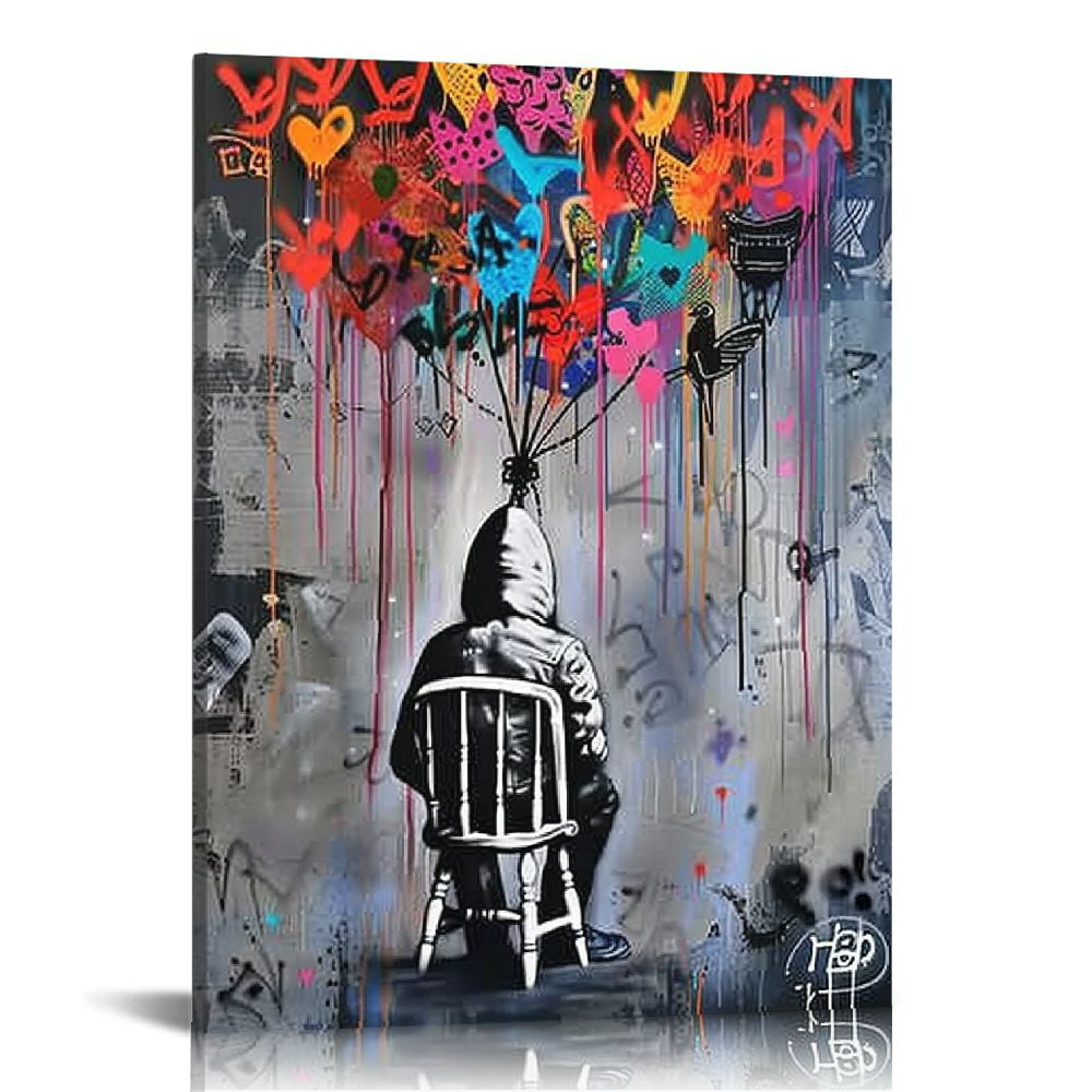 PIKWEEK Framed Banksy Street Graffiti Wall Art Decor Large Abstract ...
