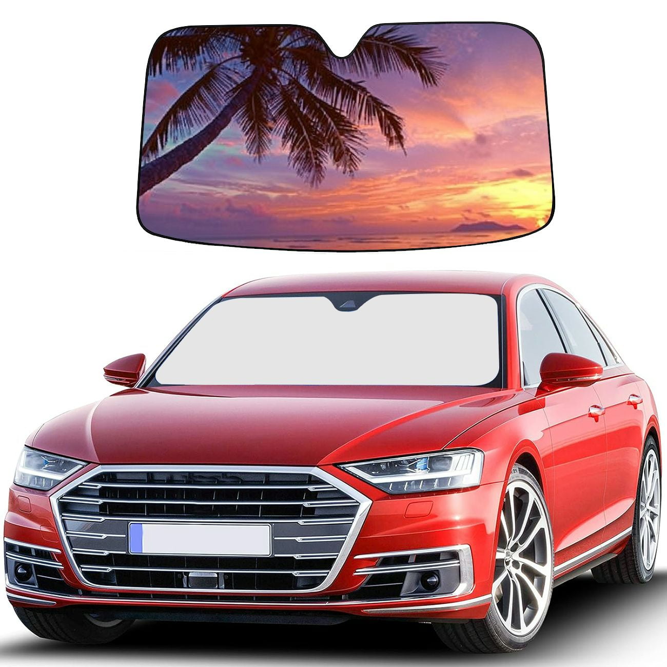 Wuche Front Windshield Sun Shade-Accordion Folding Auto Sunshade for ...