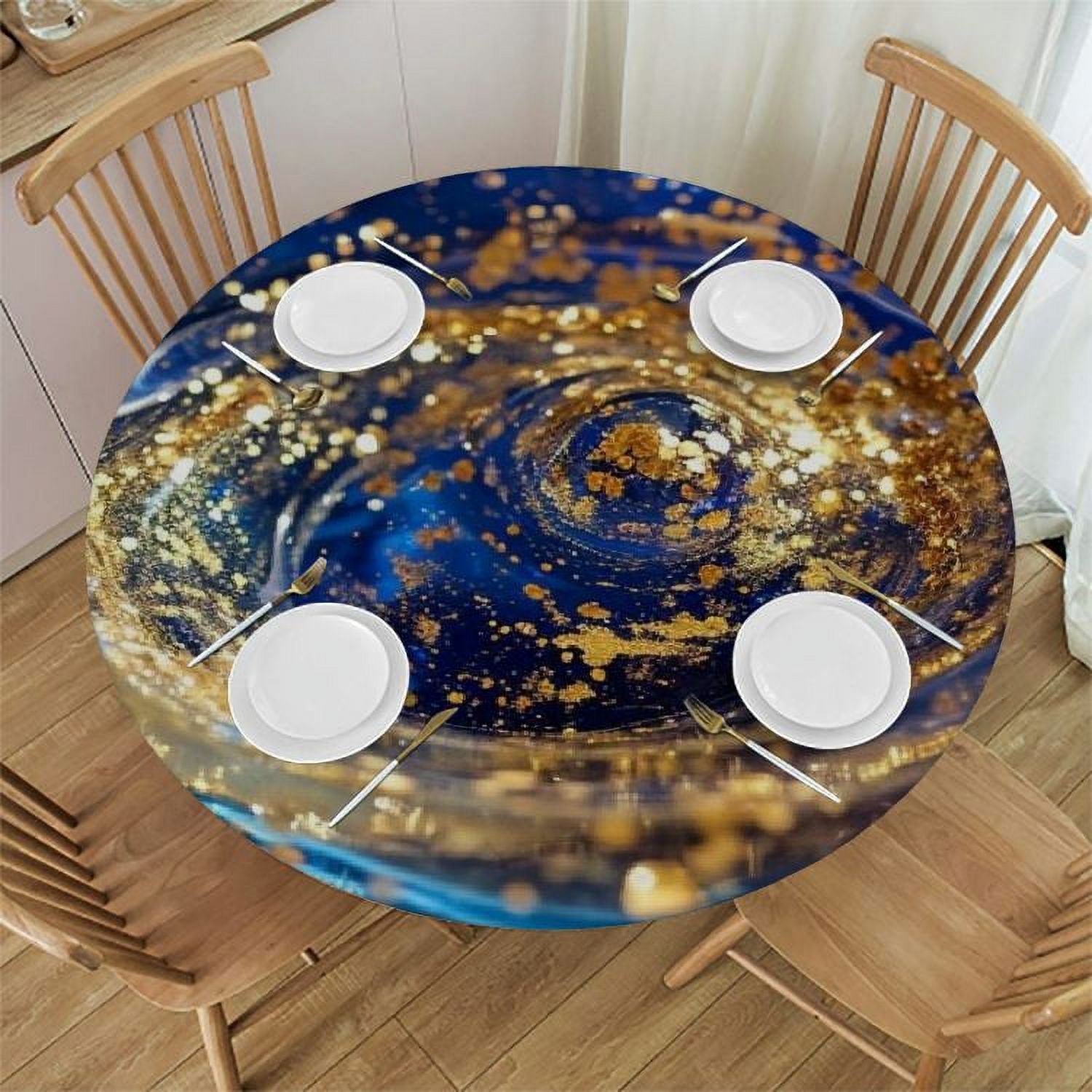 PIKWEEK Gold and Blue Abstract Art Tablecloths White - Walmart.com