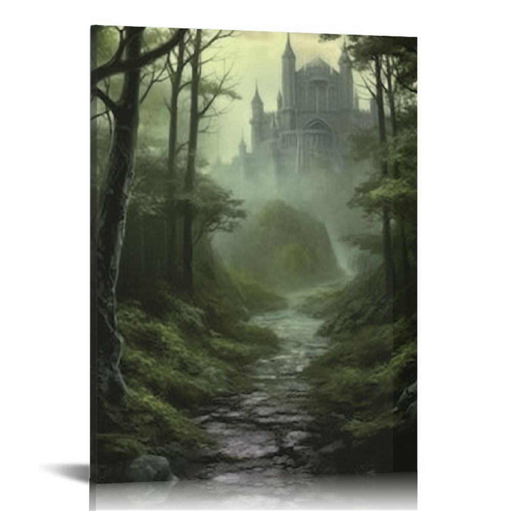 PIKWEEK Gothic Medieval Style to in Forest Wall Art Canvas Print Wooden ...