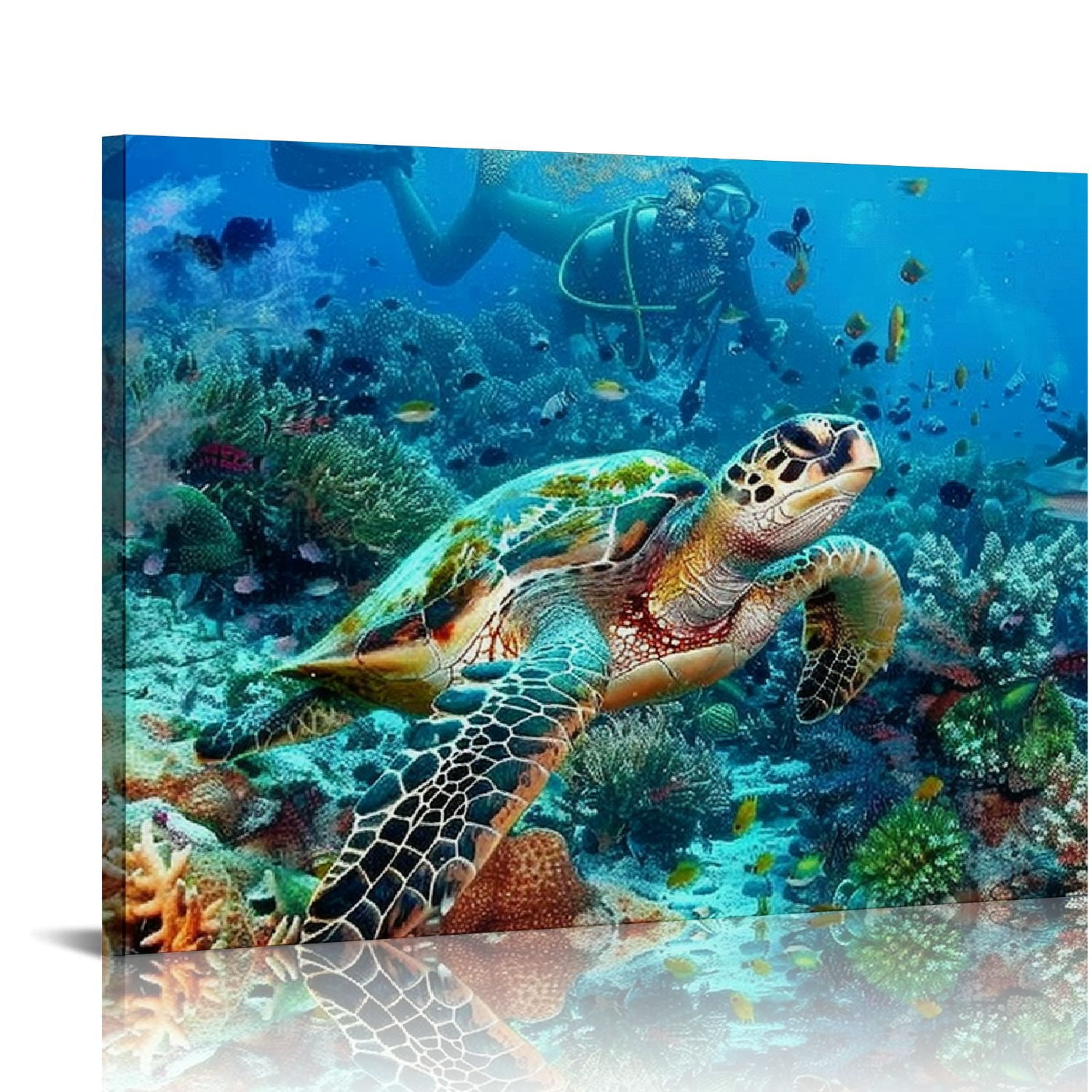 Wuche Green turtle at Balicasag, Bohol, Canvas Wall Art Print, Sea ...