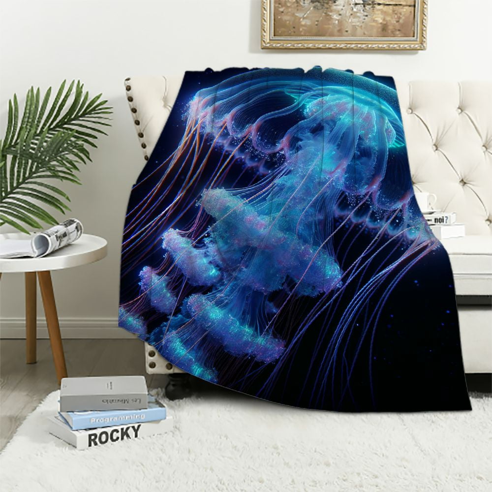 PIKWEEK Jellyfish Blanket Throw Ocean All Season Bed Blanket for Sofa ...