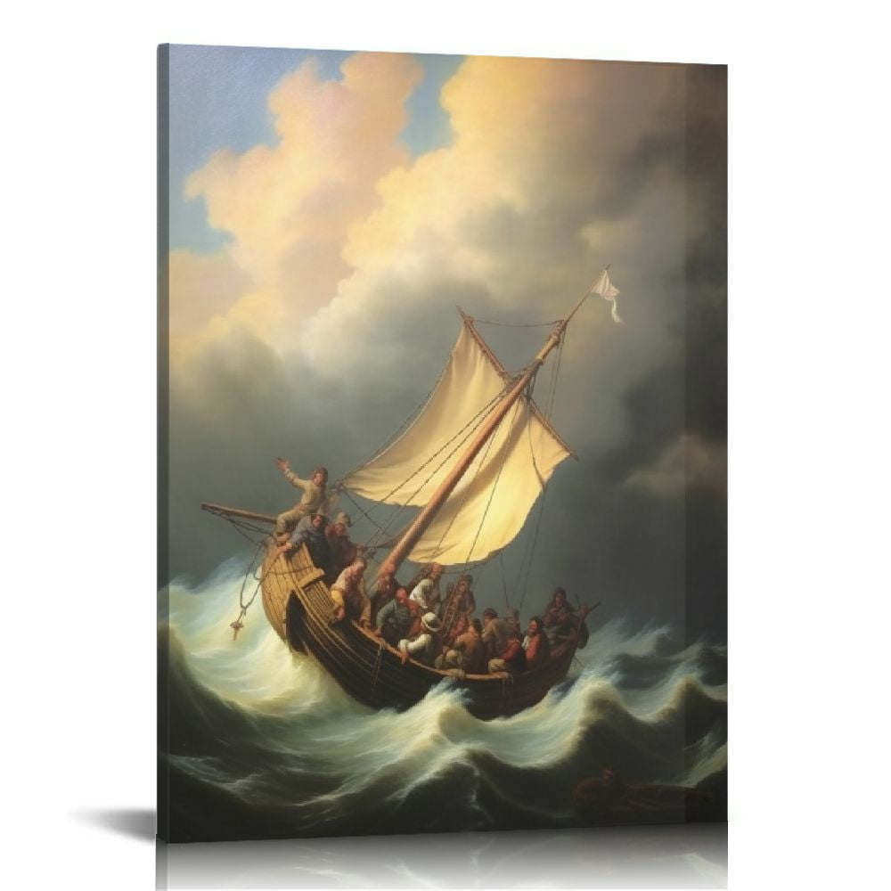 PIKWEEK Jesus Poster Jesus Calms The Storm Canvas Wall Art Print ...
