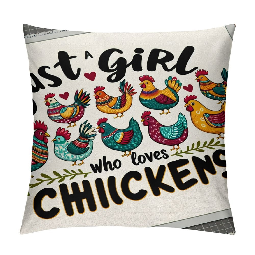 PIKWEEK Just A Girl Who Loves Chickens Decorative Throw Pillow Case ...