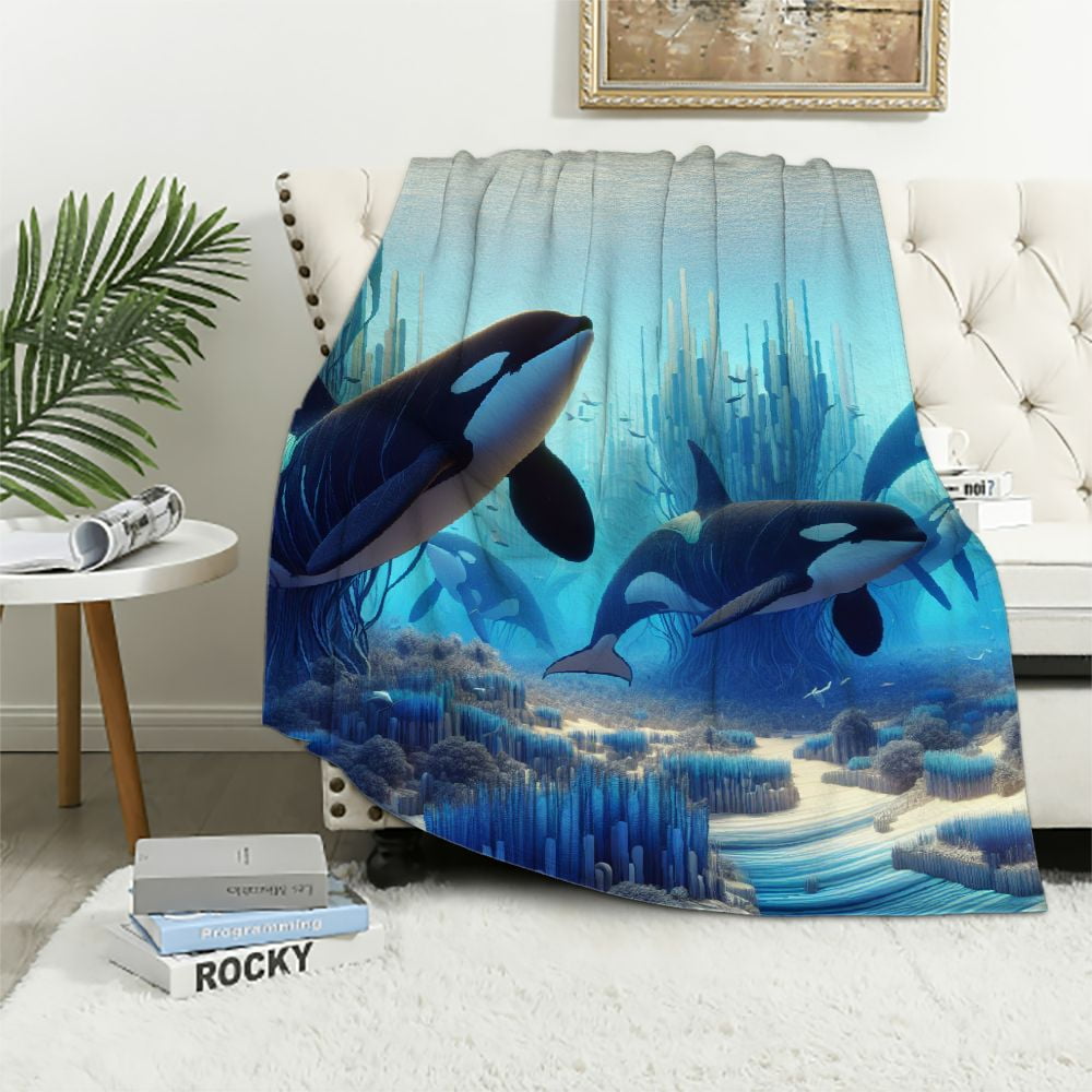 PIKWEEK Killer Whale Throw Blanket Baby Coastal Orcinus Orcas Blanket ...
