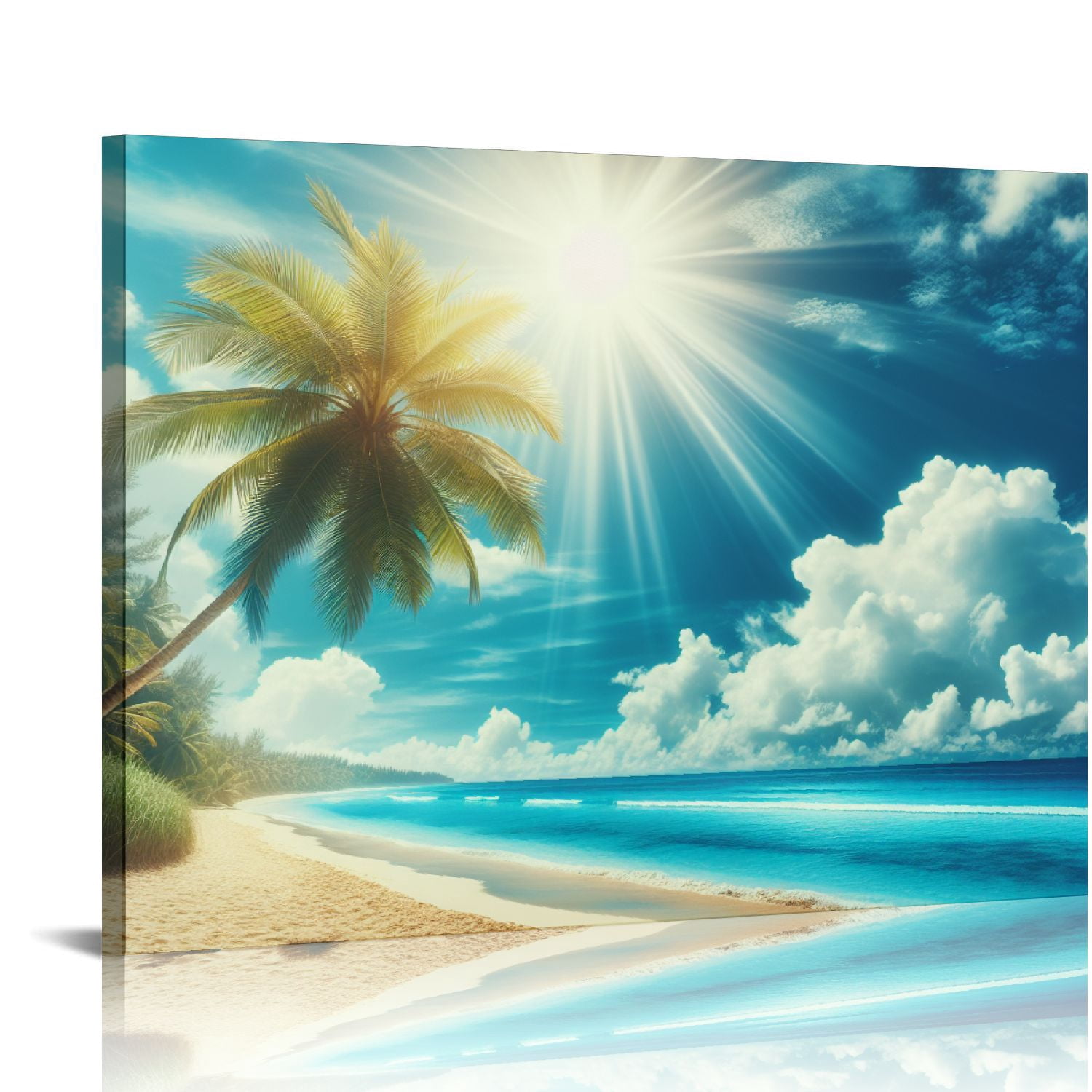 PIKWEEK Large Canvas Wall Art Summer Ocean Waves Prints Coconut Trees ...