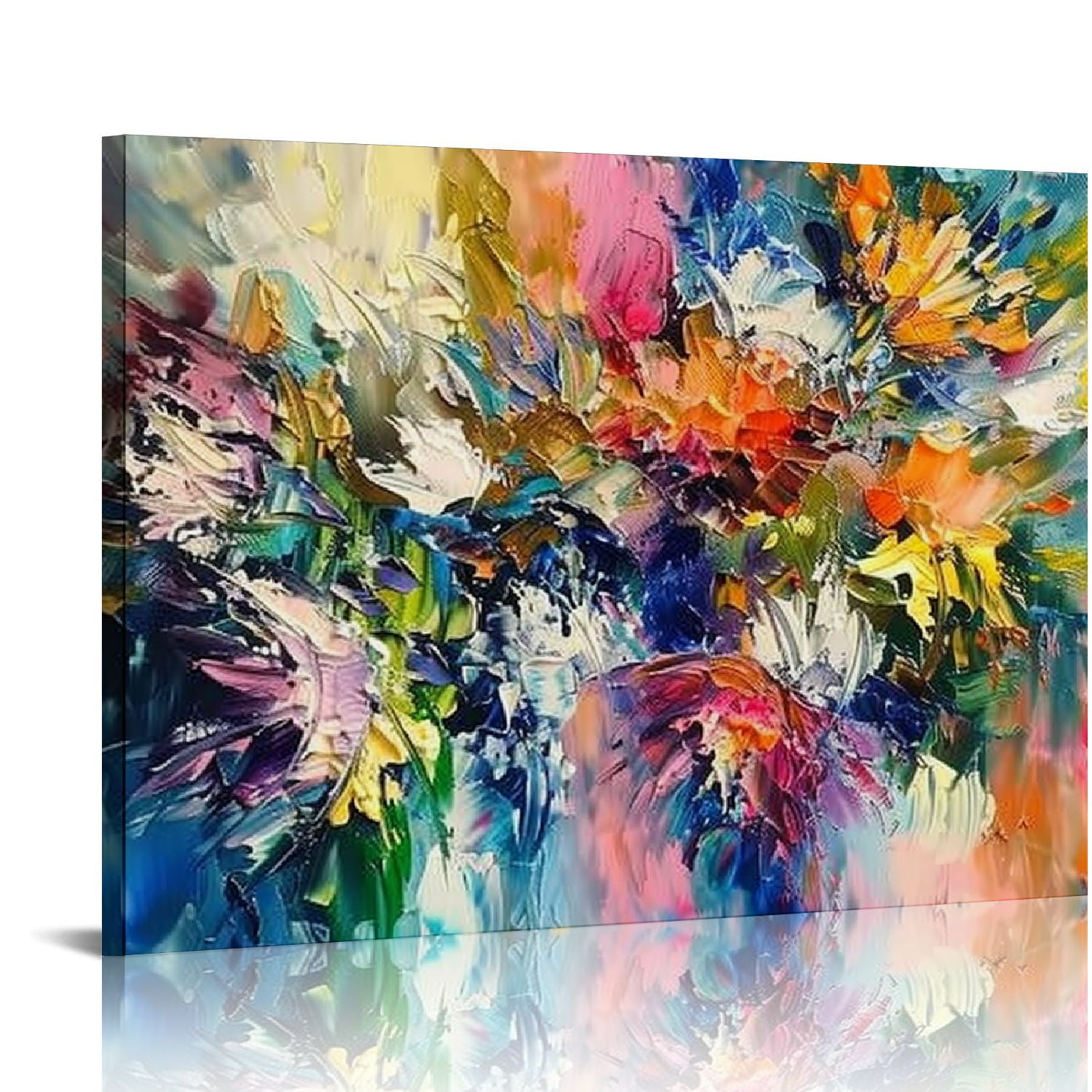 PIKWEEK Large Framed Abstract Colorful Canvas Wall Art Flower Posters ...