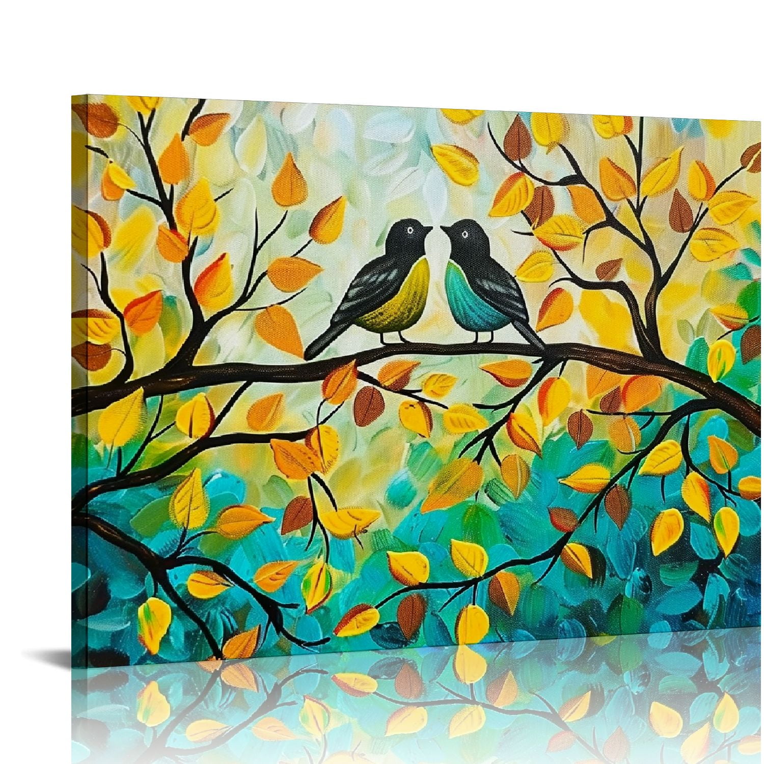 PIKWEEK Large Size Romantic Birds Canvas Wall Art Loving Birds on Tree ...