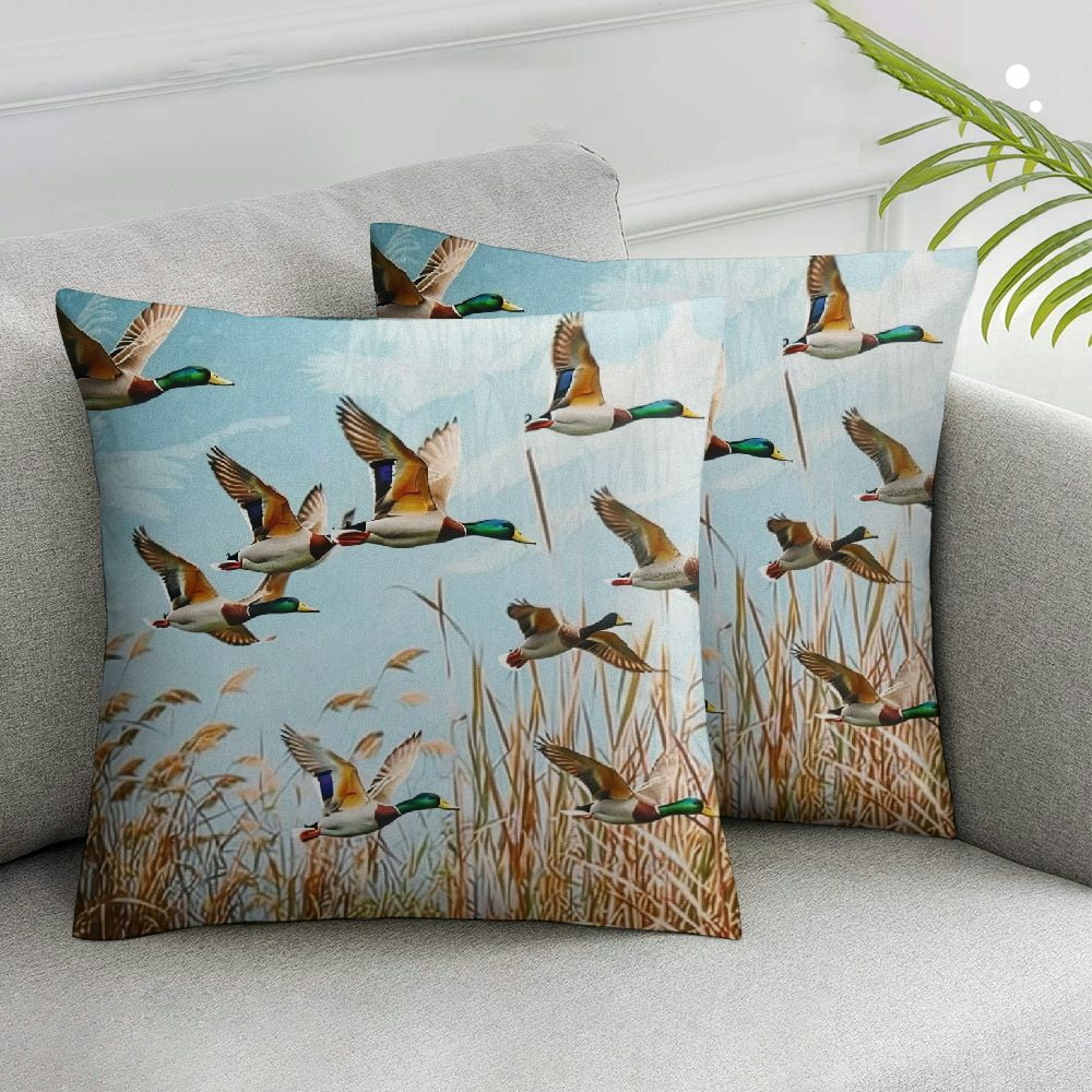 Wuche Mallard Duck Throw Pillow Covers Set of 2 Duck Hunting Themed ...
