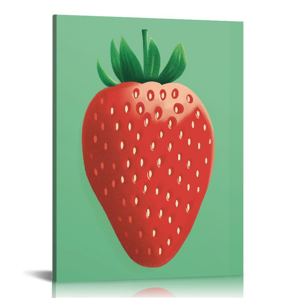 PIKWEEK Minimalist Strawberry Canvas Wall Art for Room Decor | Retro ...