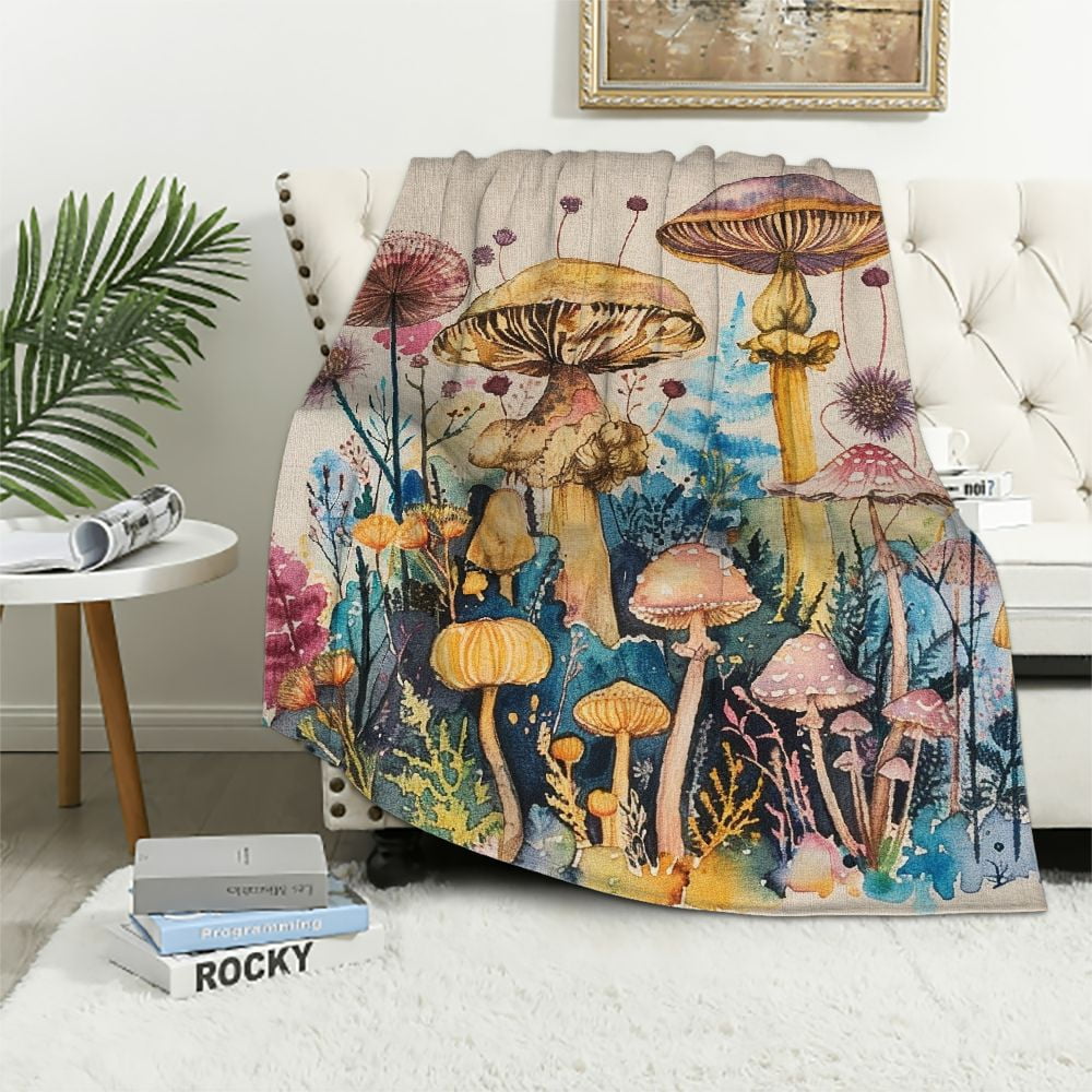 PIKWEEK Mushroom Blanket | Woven Mushroom Throw Blanket Mushroom ...