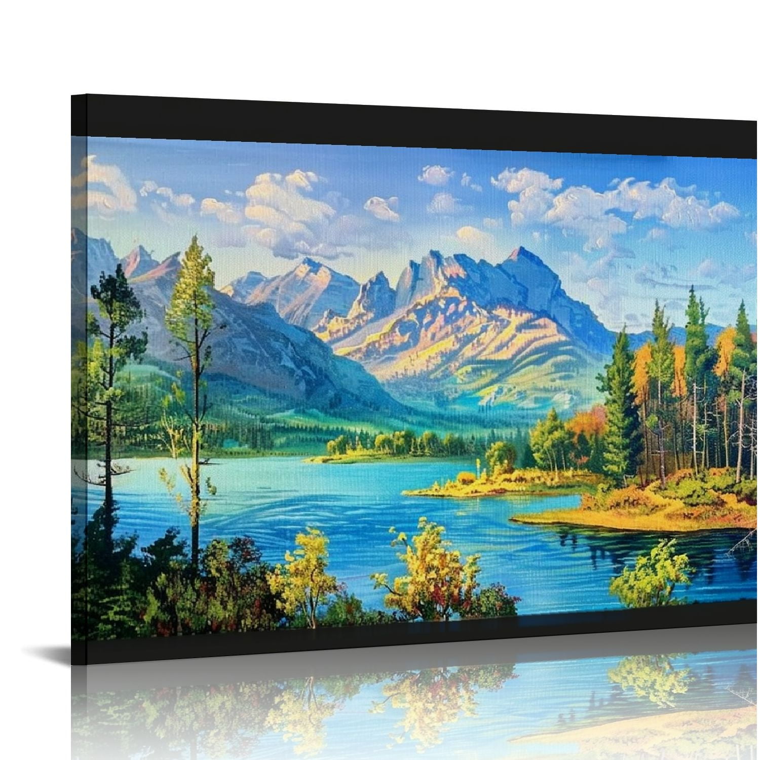 PIKWEEK Nature Mountain Canvas Wall Art National Park Painting Lake ...