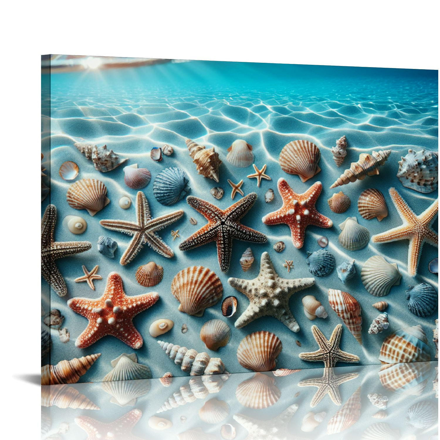 PIKWEEK Nautical Beach Wall Art Ocean Starfish Seashell Pictures Wall ...