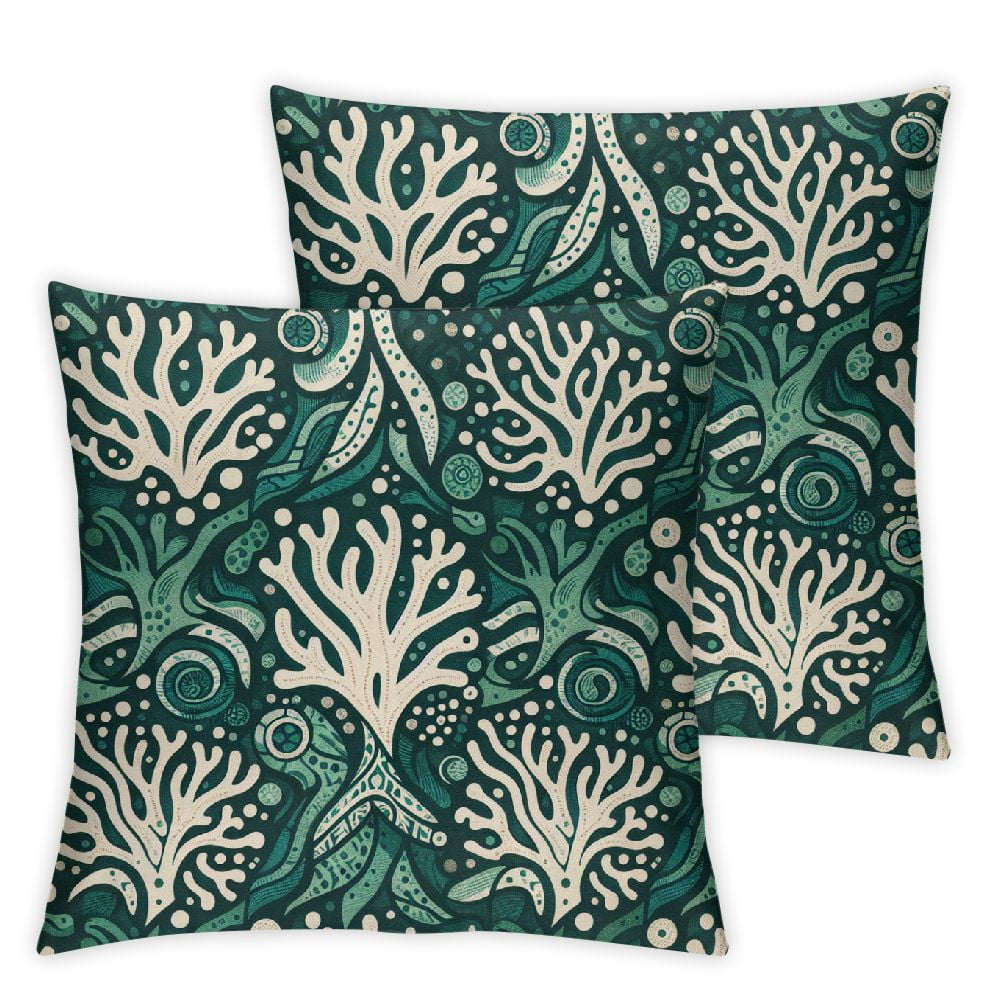 Wuche Nautical Coastal Pillow Covers 18x18 Inch Farmhouse Aqua Teal ...