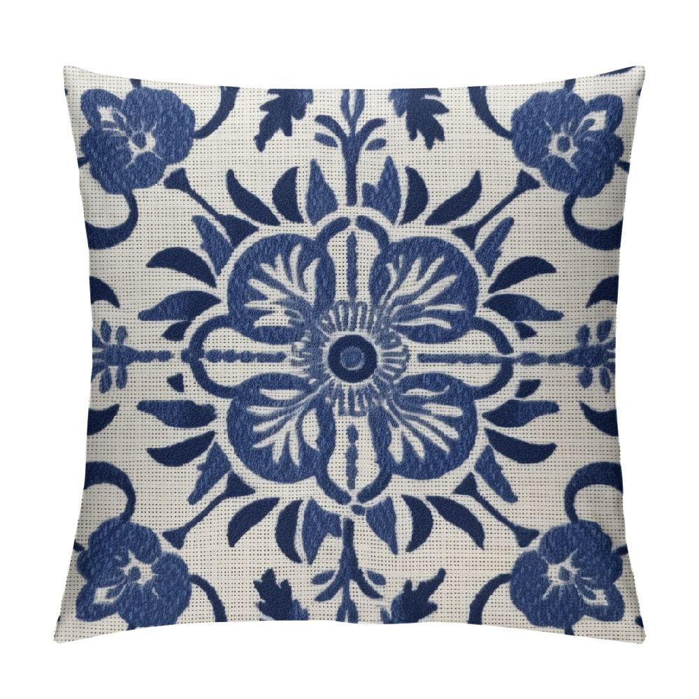 Wuche Navy Blue Boho Pillow Covers Bohemian Ethnic Carpet Pattern ...