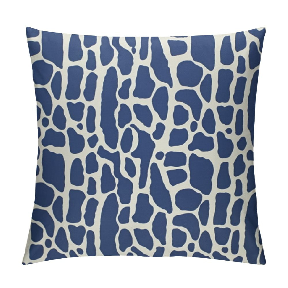 Wuche Navy Blue Cheetah Pillow Covers Blue White Leopard Print Ikat ...