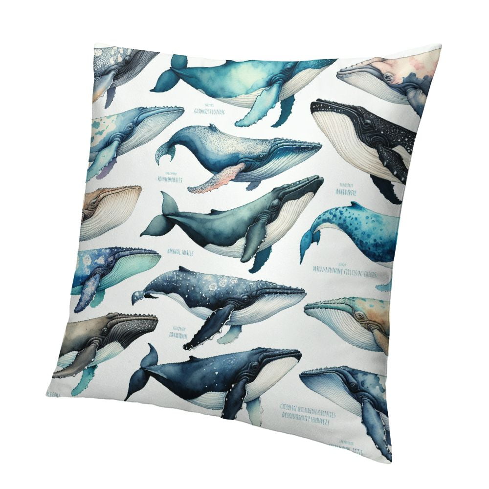 PIKWEEK Ocean Animal Whales Poster Throw Pillow Covers 18x18 in - Funny ...