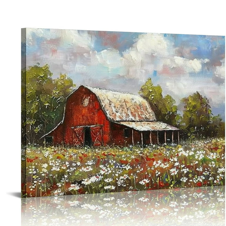 Rustic Farm Scenes Wall Art PIKWEEK Old Barn Canvas Wall Art: