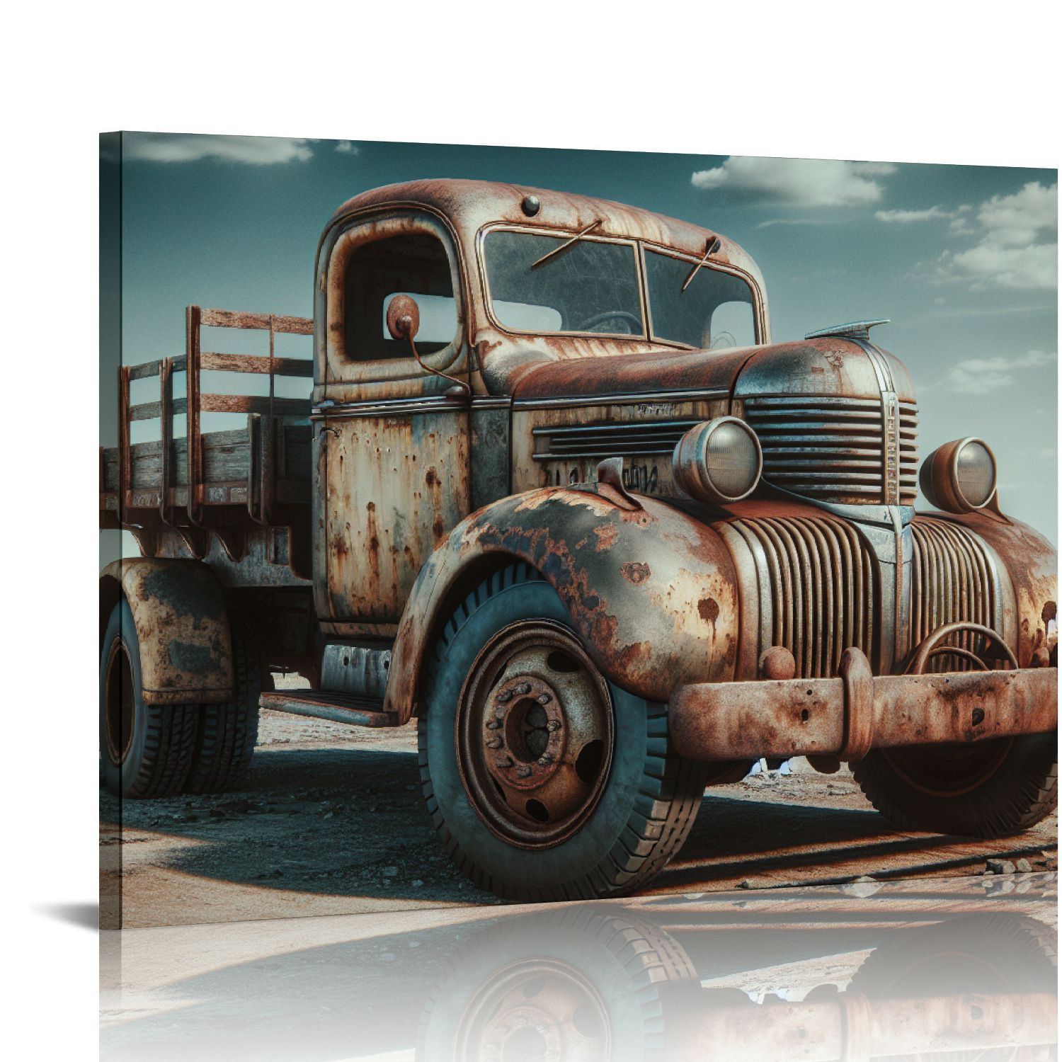 PIKWEEK Old Truck Wall Art Country Style Truck Wildlife Picture ...