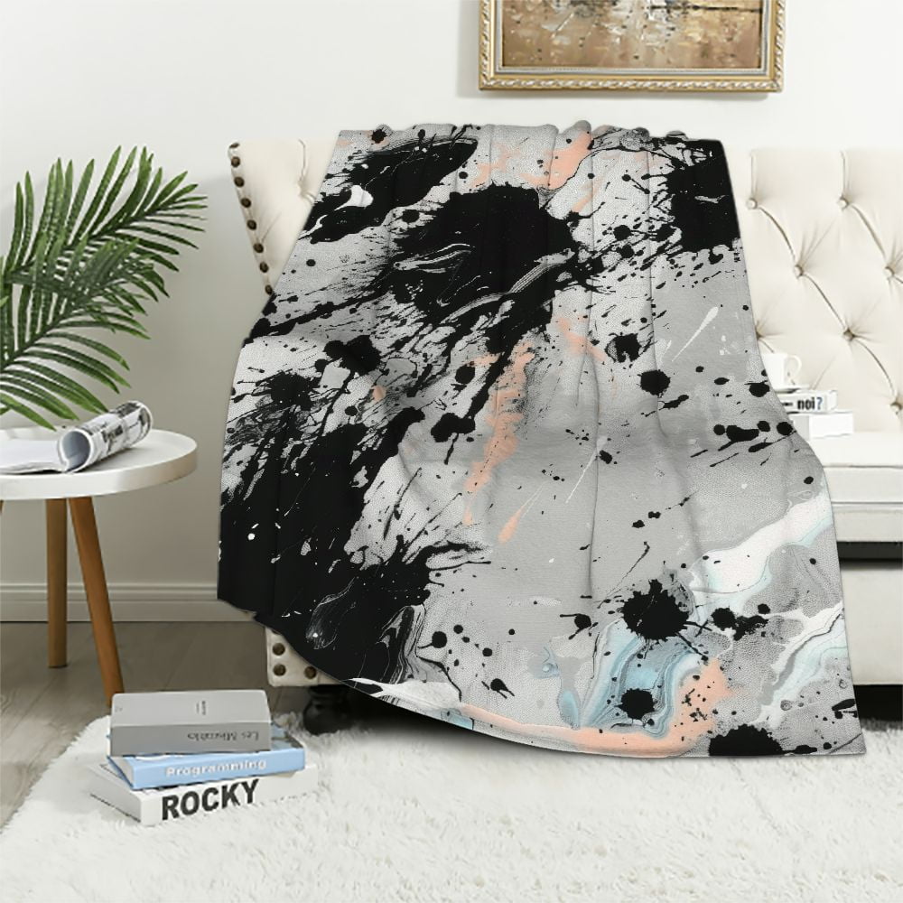 Wuche Paint Splatter and Stone Texture Seamless Pattern Throw Blanket ...