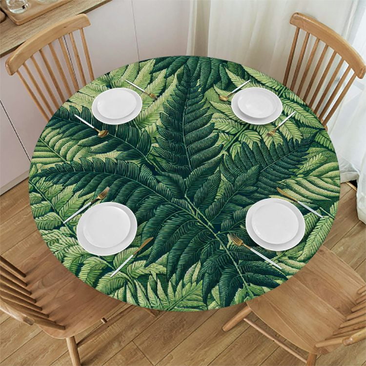 PIKWEEK Palm Leaf Round Tablecloth, Exotic Pattern with Tropical Leaves ...